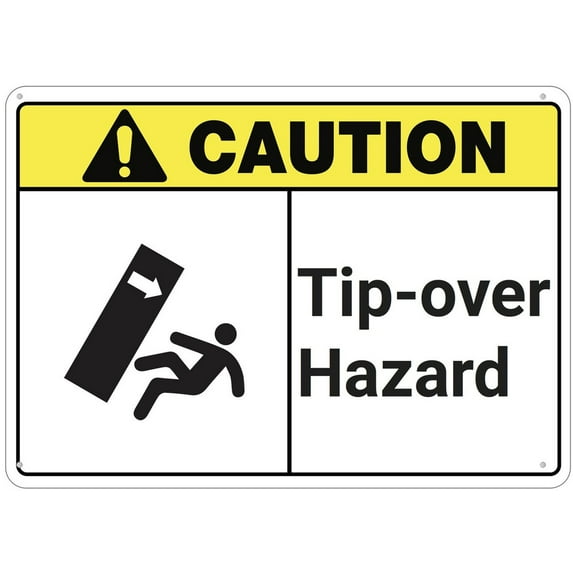 Caution Tip Over Hazard Sign Metal 12X8 Inch Rust Free Aluminum, Uv ...