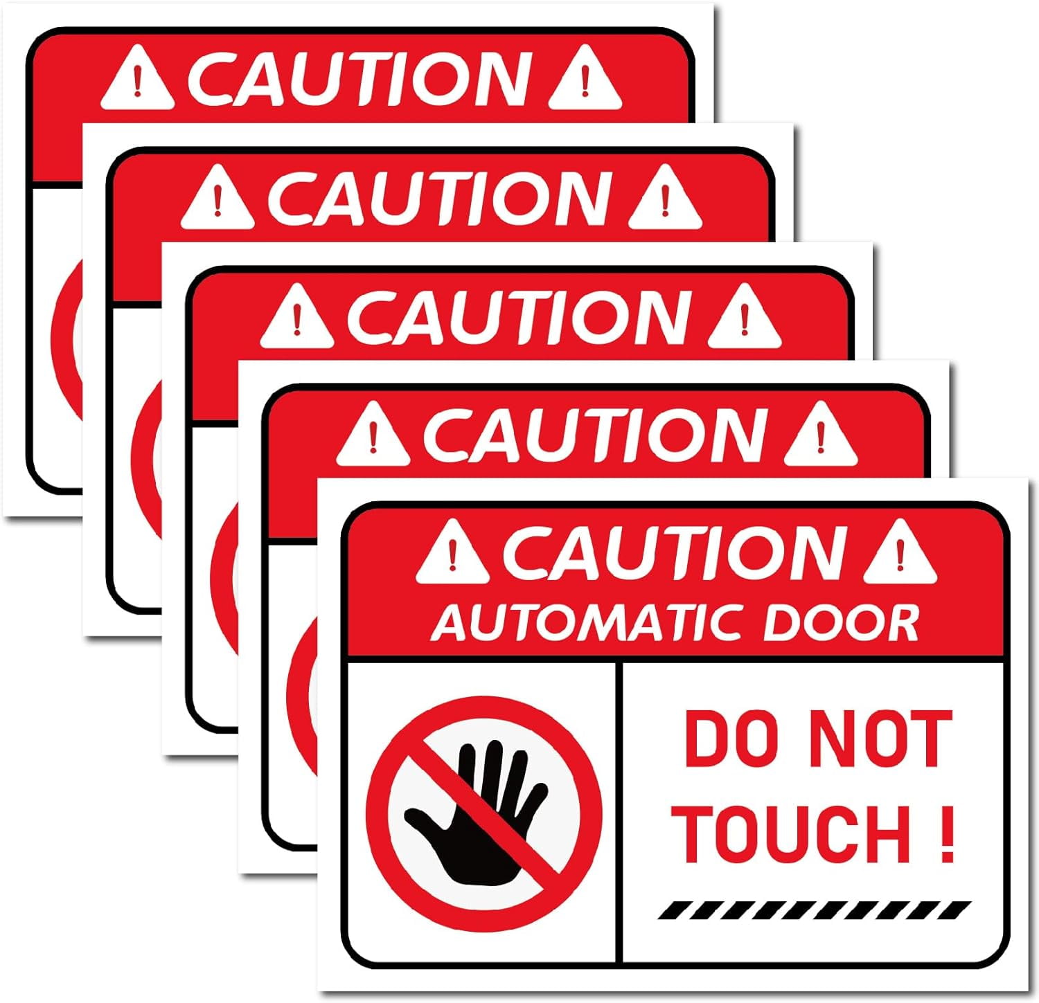 Caution Do Not Touch Automatic Door Warning Sign Stickers 9.8" x 6.9 ...