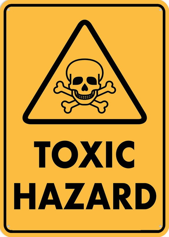 Caution Toxic Hazard Sign 12X8 Inches Metal Aluminum Signs, Weather ...