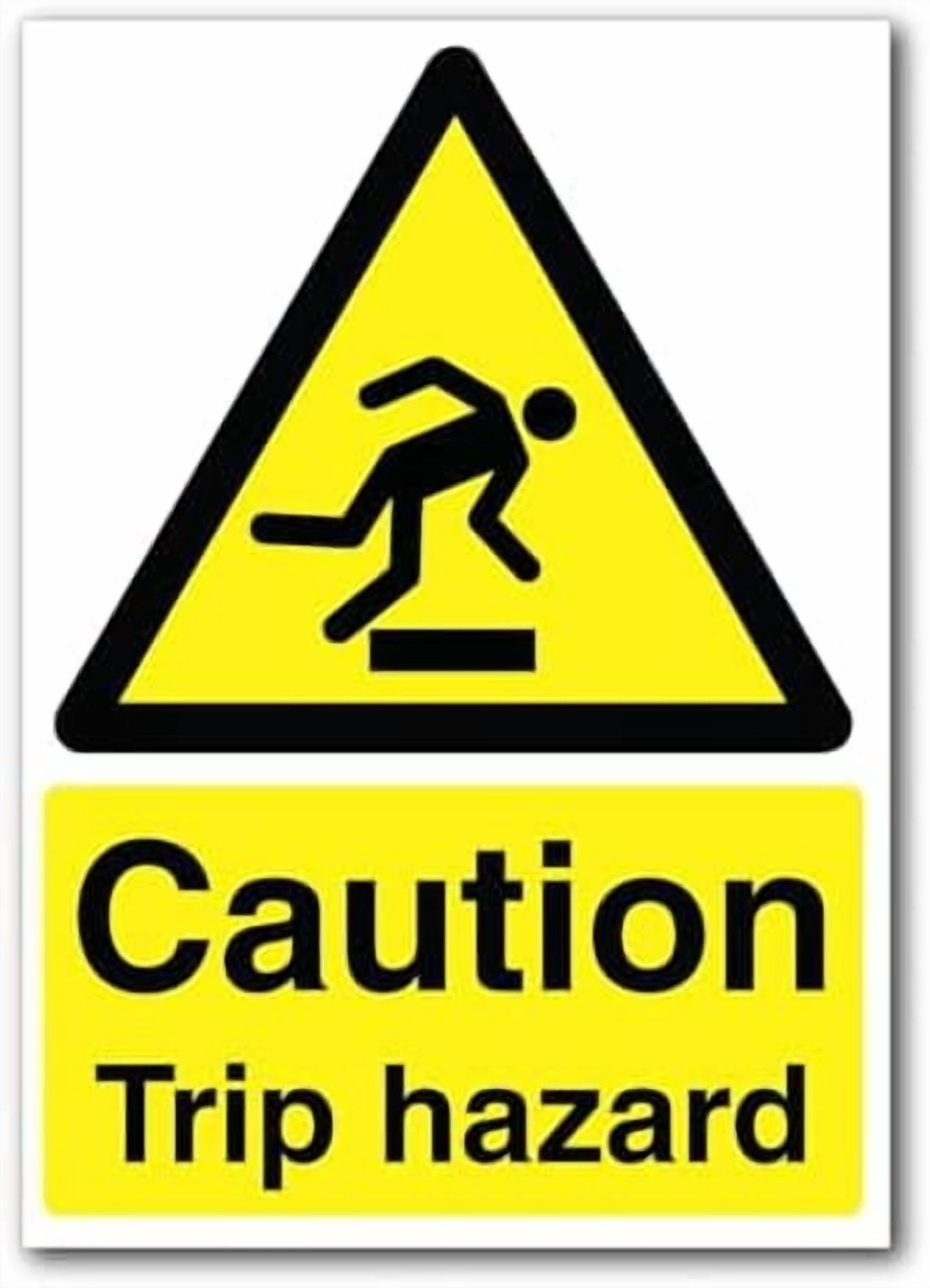 Caution Trip Hazard Sign Slips,Trips & Fall Signs Hazard Identification Signs Metal Tin Sign 8 x ...