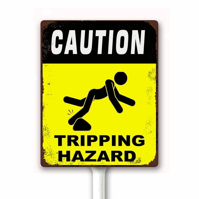 Caution Tripping Hazard Rustic Yard Sign for Outdoor, 7" X 8.8" Yellow ...