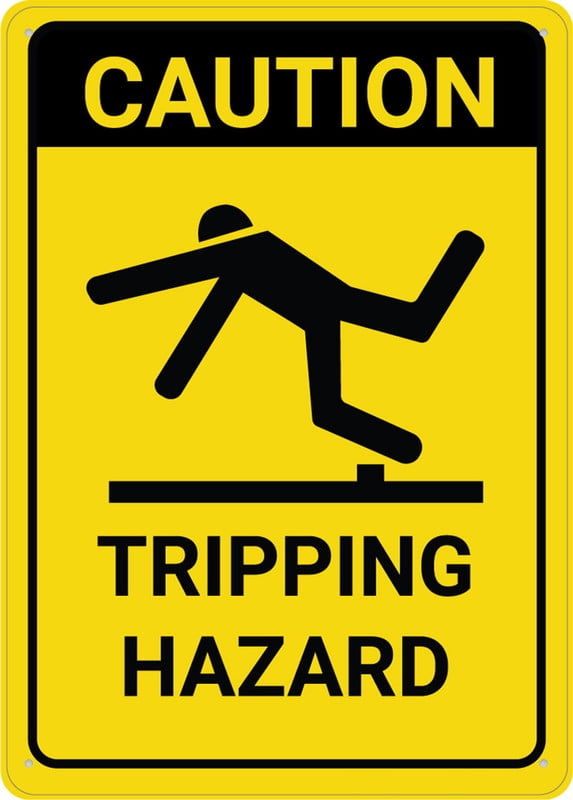 Caution Tripping Hazard With Graphic Vertical Sign For House Door ...
