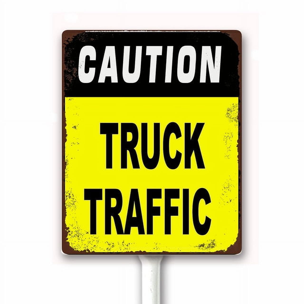 Caution Truck Traffic Rustic Yard Sign for Outdoor, 8" X 12" Yellow ...