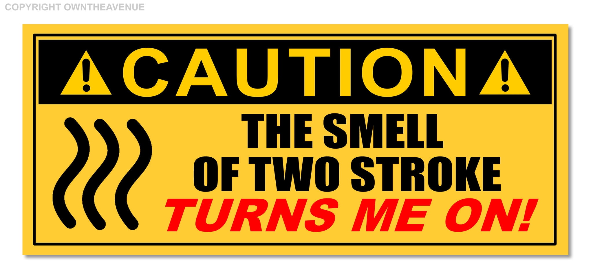 Caution Two Stroke Funny Joke Motorcycle Warning Bopper Chopper Sticker ...