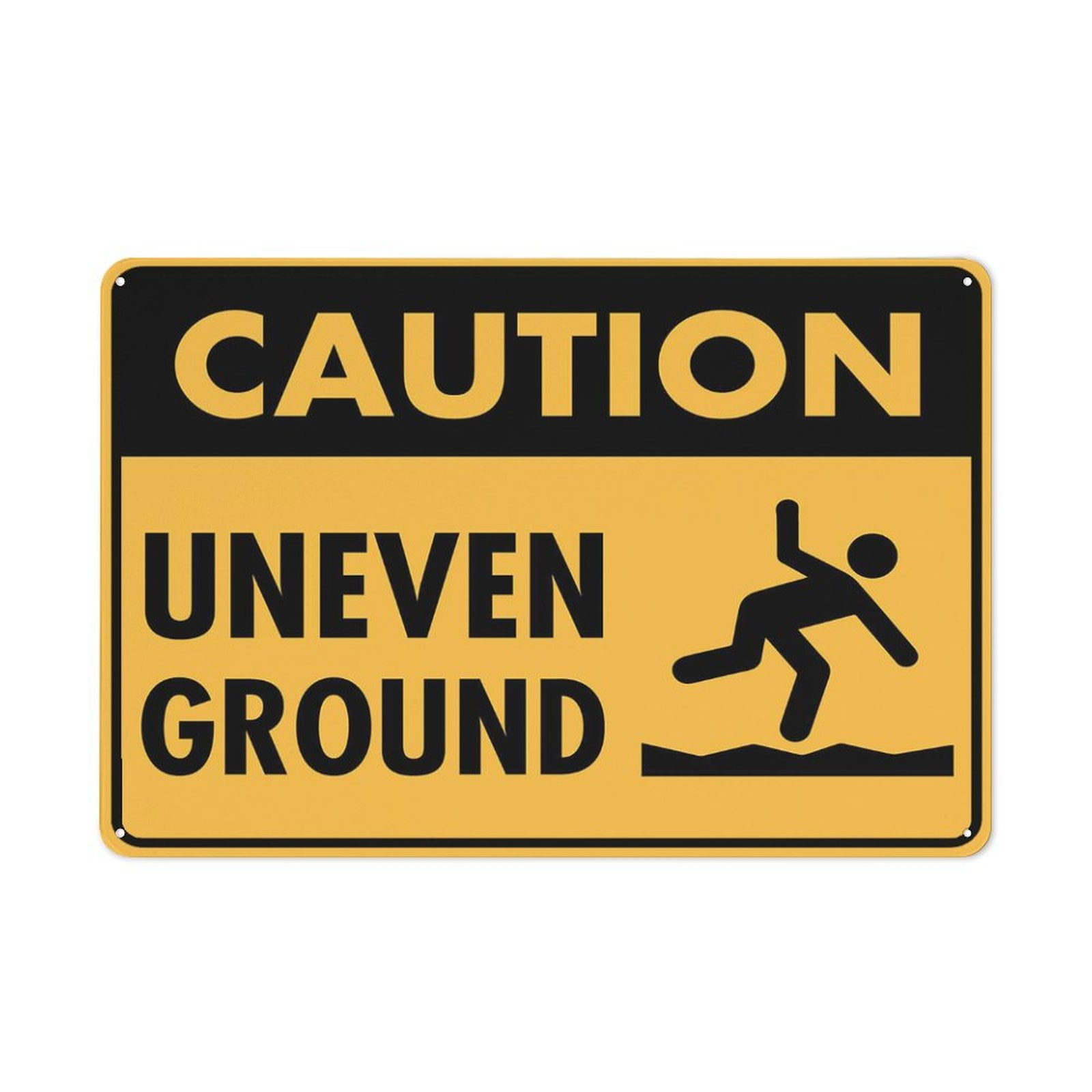 Caution Uneven Ground Sign 12 X 8 Inch Metal Sign, Rustproof Aluminum ...