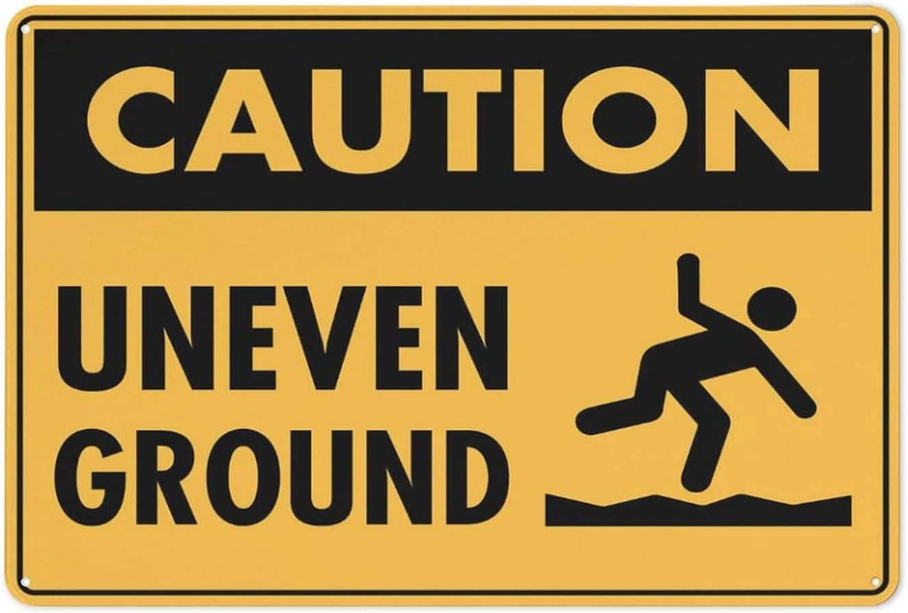 Caution Uneven Ground Sign 12 X 8 Inches Aluminum Sign Reflective - Uv ...