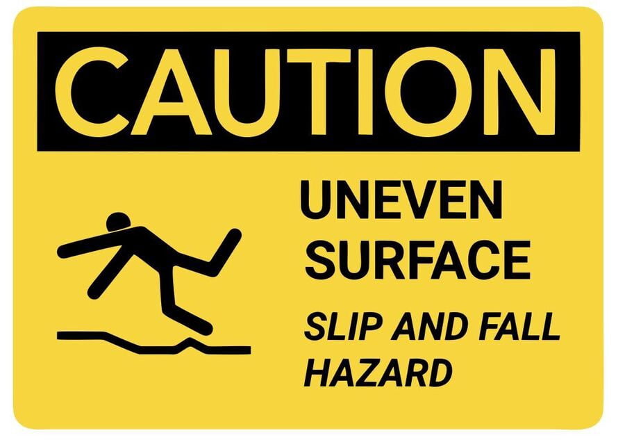Caution Uneven Surface Slip & Fall Hazard Safety Sign Metal Wall Sign ...