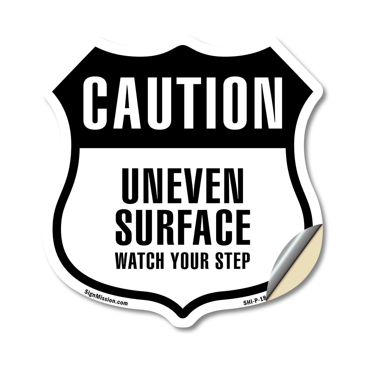 Caution Uneven Surface Watch Your Step (5 Pack) 4 inch X 4 inch Shield ...