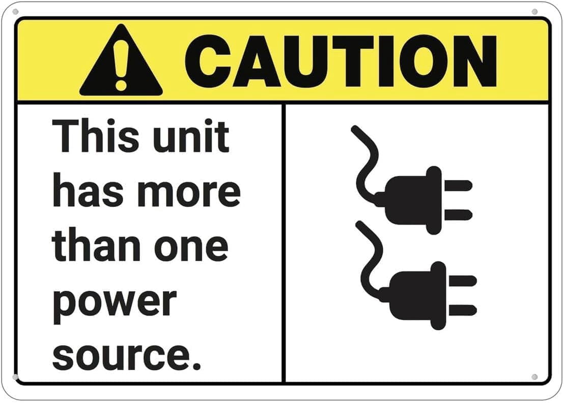 Caution This Unit Has More Than One Power Source Metal Tin Sign Vintage ...