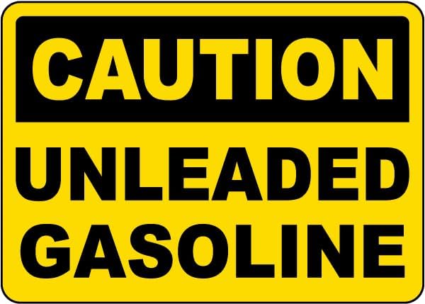 Caution Unleaded Gasoline Safety Signs Chemical Metal Tin – 12 x 8 Inch ...
