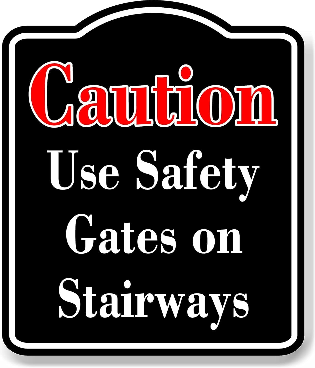 Caution Use Safety Gates on Stairways Red BLACK Aluminum Composite Sign ...