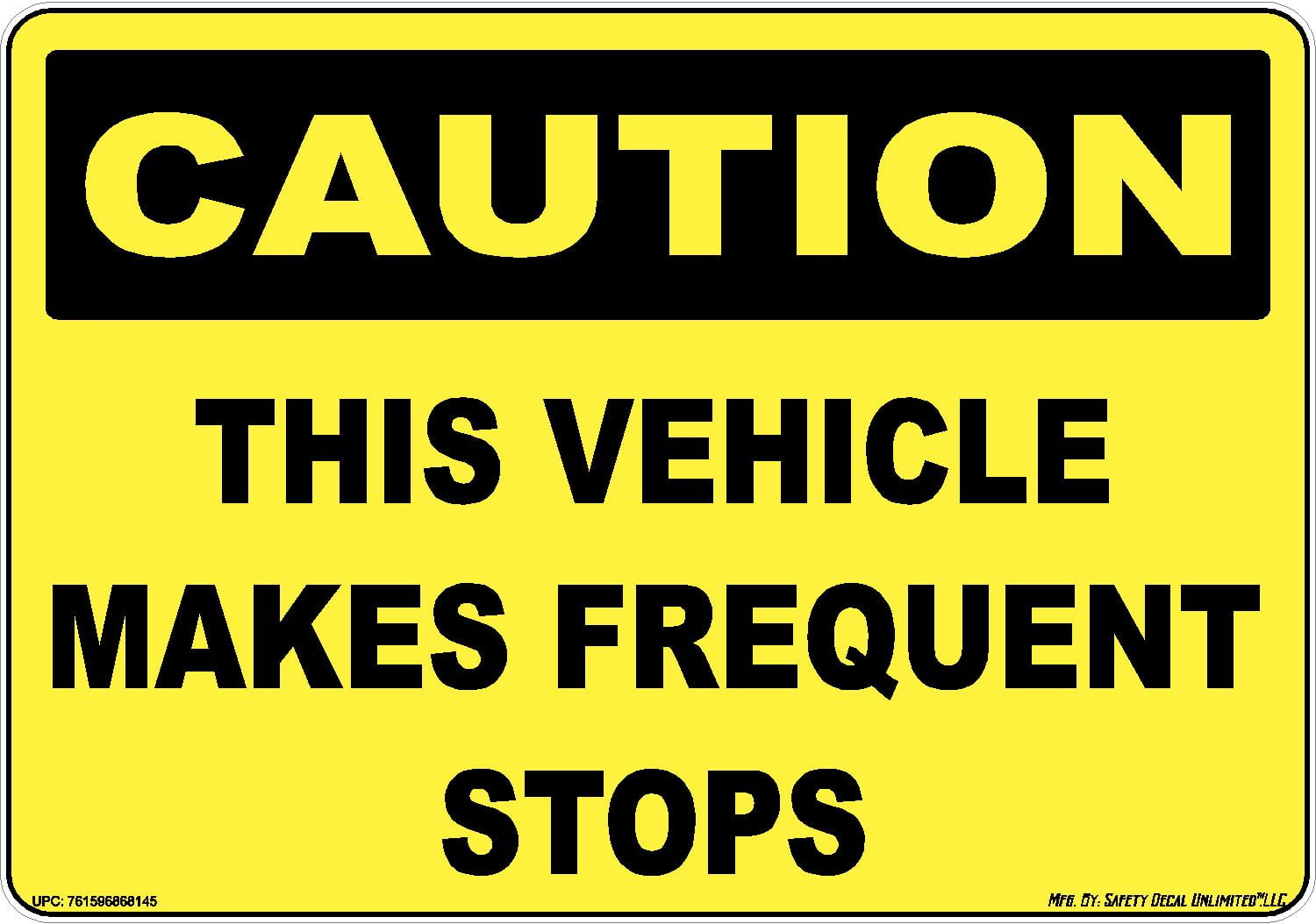 Caution Vehicle Makes Frequent Stops Yellow/Black Construction Bus ...