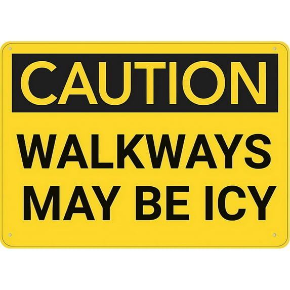 Caution Walkways May Be Icy Aluminum Sign 12 x 8 Inches - UV Ink ...