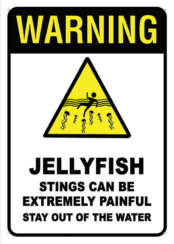 Caution Warning Jellyfish Sign 12X8 Inch Aluminum Uv Ink Printed For ...