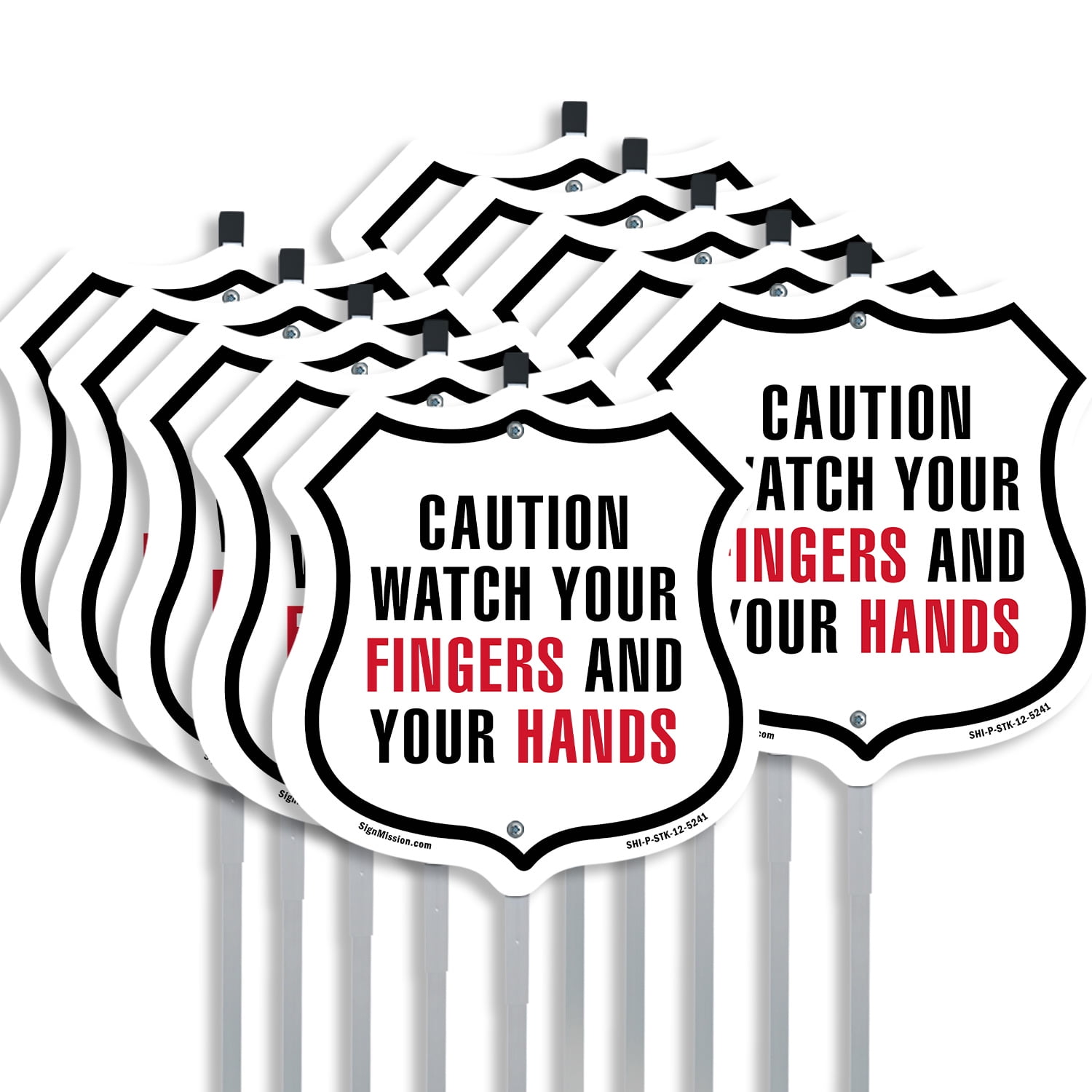 Caution Watch Your Fingers And Your Hands (10 Pack) 12 inch X 12 inch ...