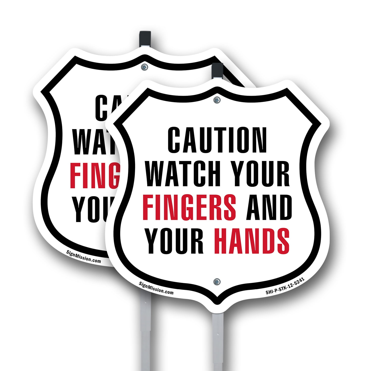 Caution Watch Your Fingers And Your Hands (2 Pack) 12 inch X 12 inch ...