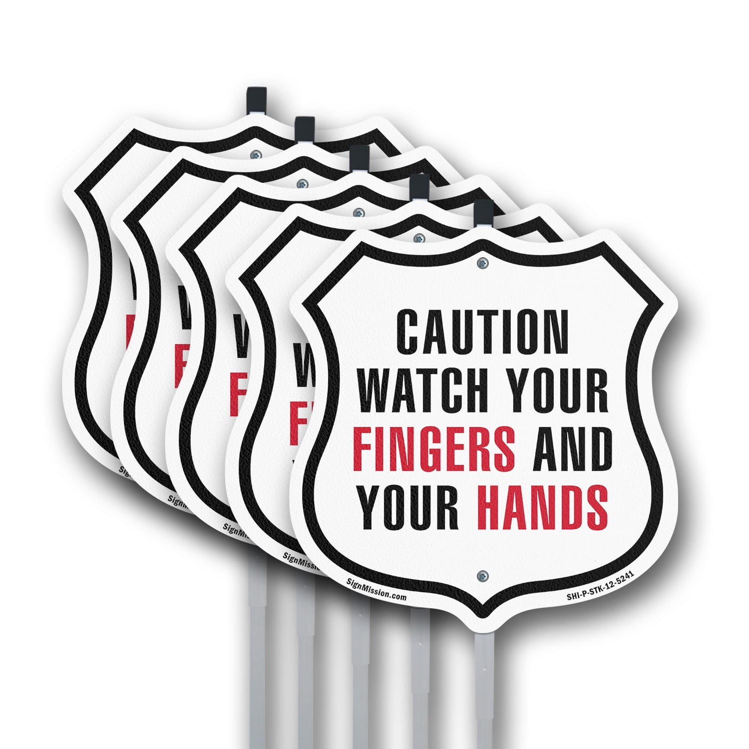 Caution Watch Your Fingers And Your Hands (5 Pack) 12 inch X 12 inch ...