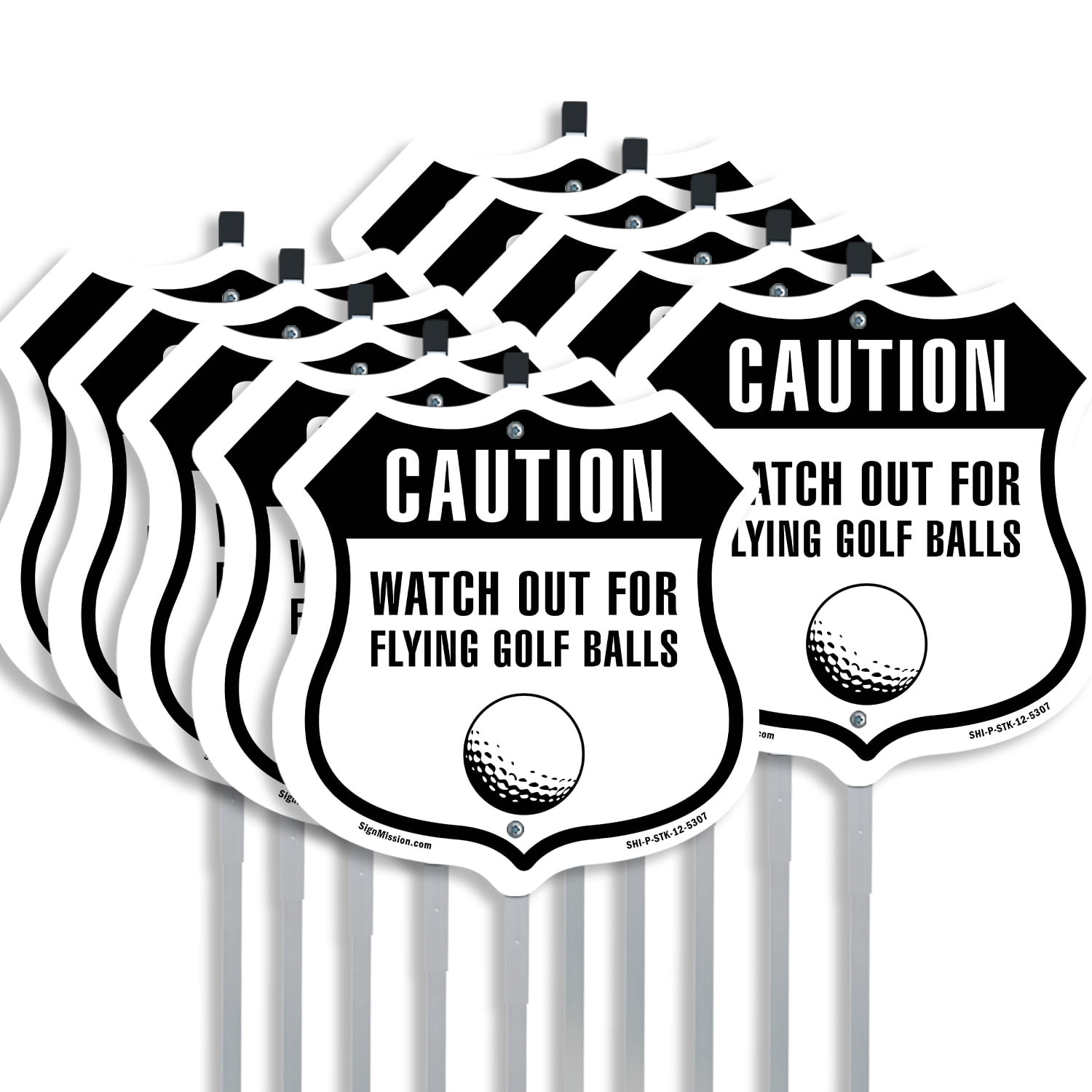 Caution Watch For Flying Golf Balls (10 Pack) 12 inch X 12 inch Shield ...