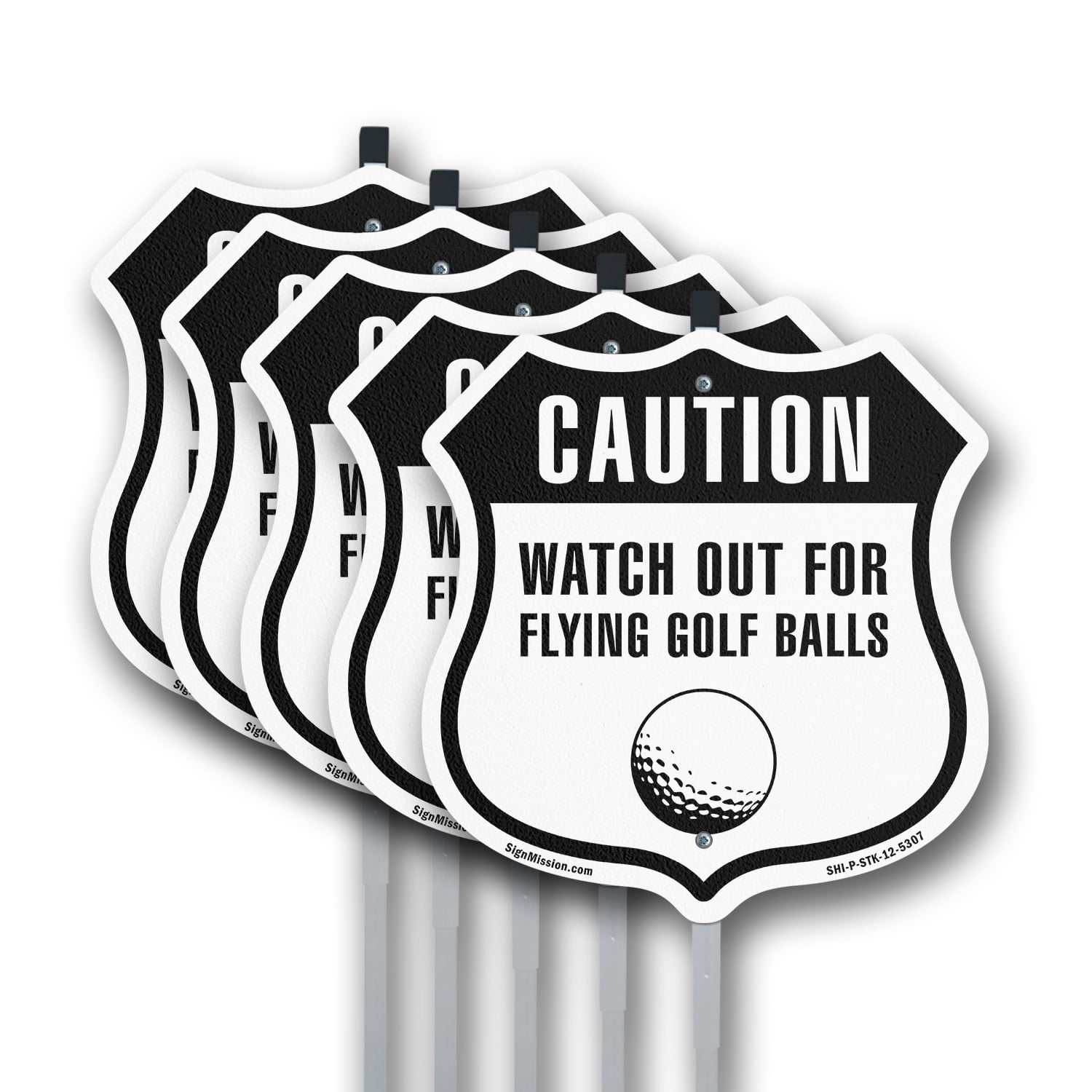 Caution Watch For Flying Golf Balls (5 Pack) 12 inch X 12 inch Shield ...
