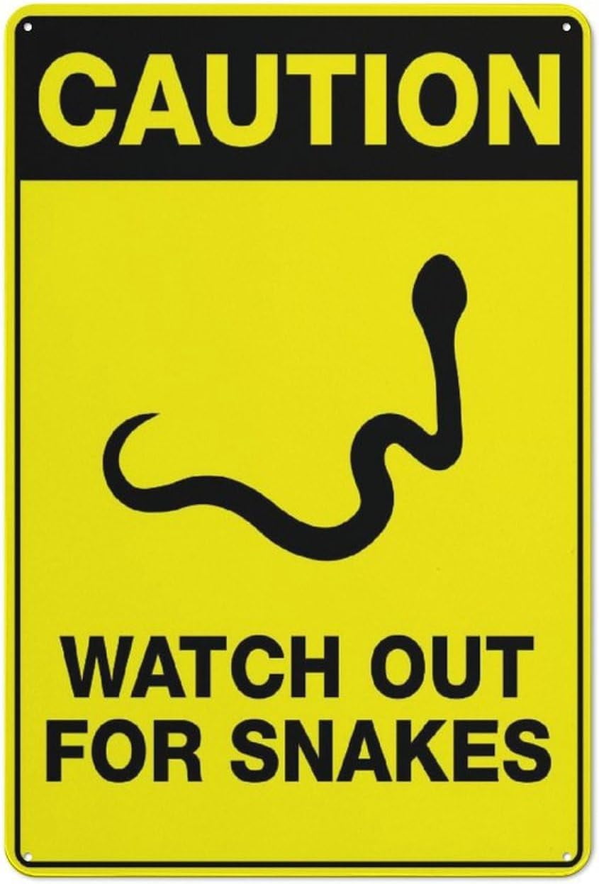 Caution Watch Out For Snakes Symbol Bright Yellow Retro Vintage Sign ...