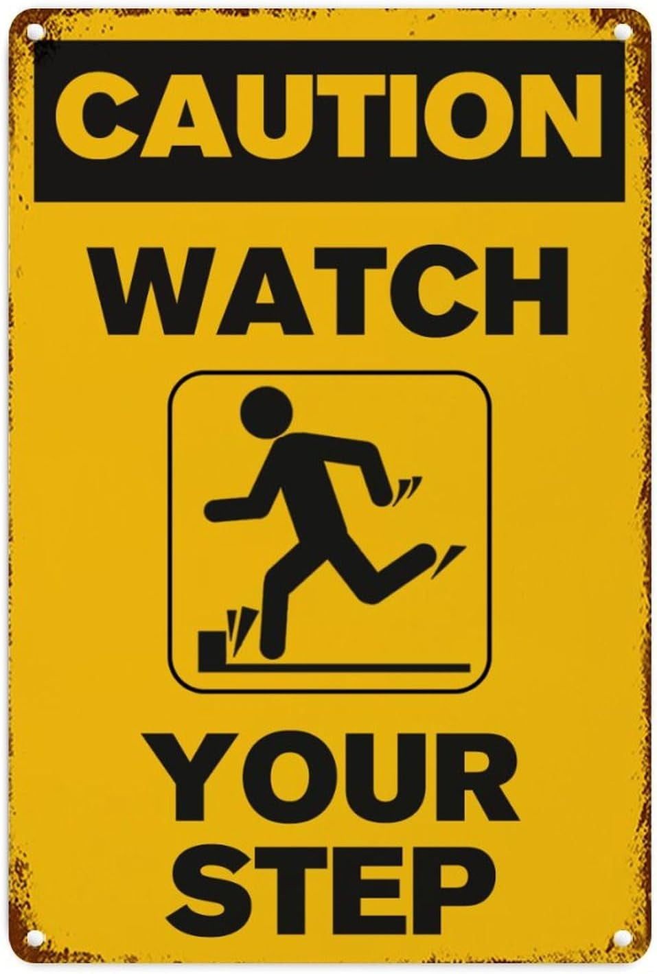 Caution Watch Your Step Warning Metal Sign for Inside Outside Railway ...