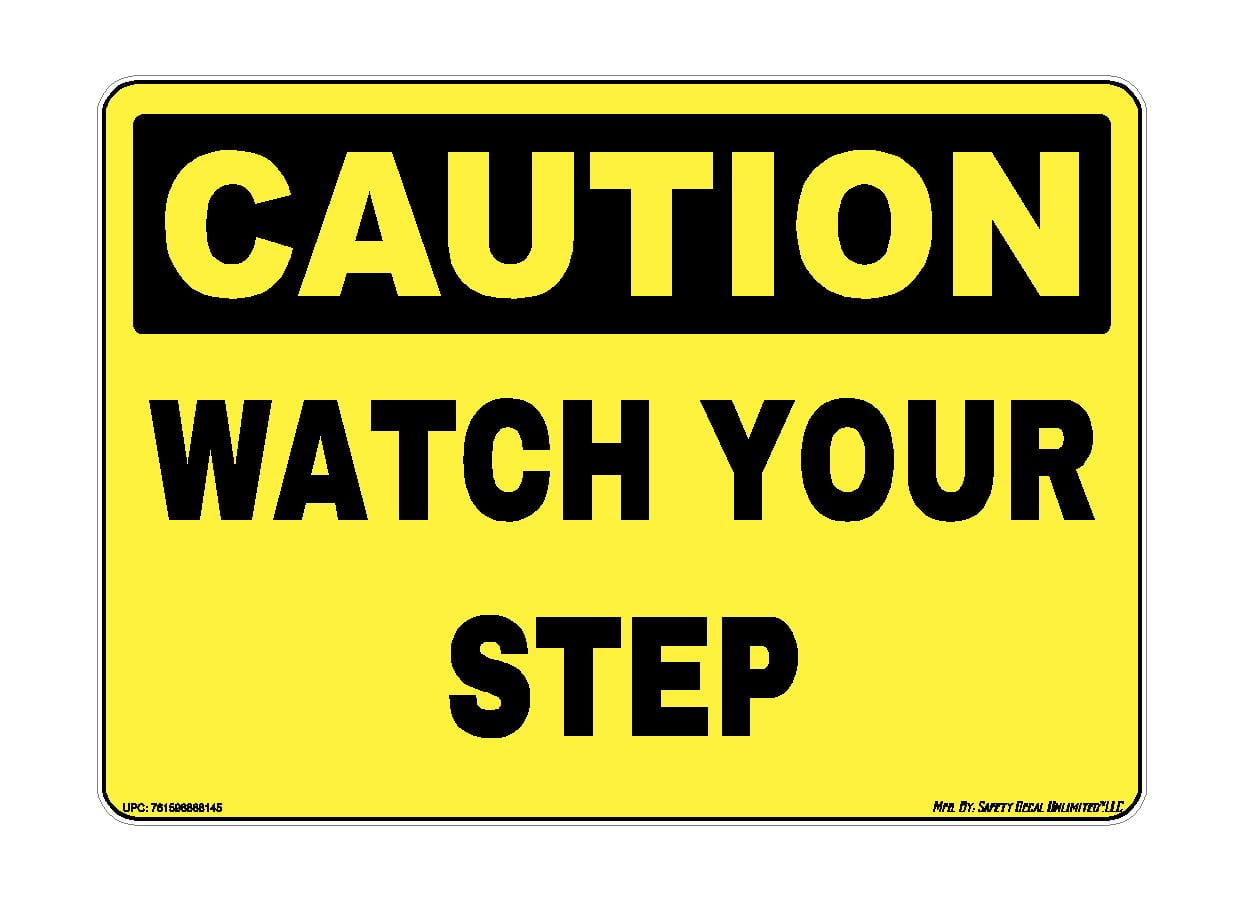 Caution Watch Your Step Decals Stickers Yellow Black Stairway Warning ...
