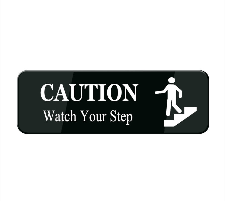 Caution Watch Your Step Sign, 10 X 3 Inch Acrylic Plastic Sign With ...