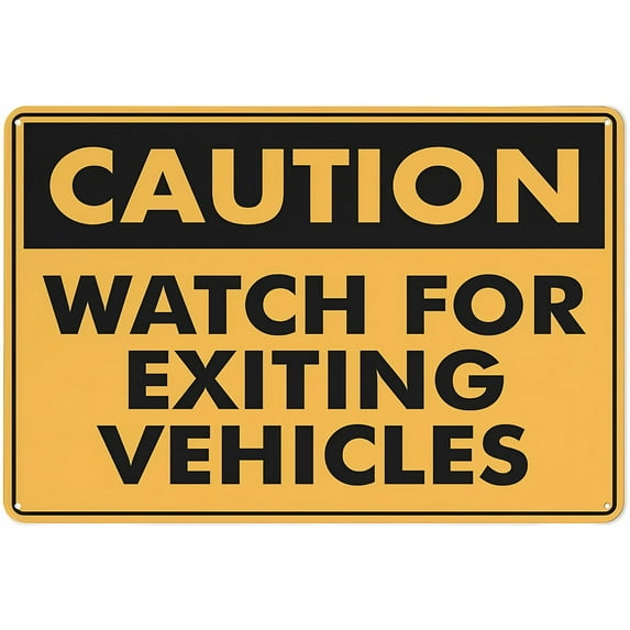 Caution Watch for Exiting Vehicles Sign 12 x 8 Inches - Grade ...