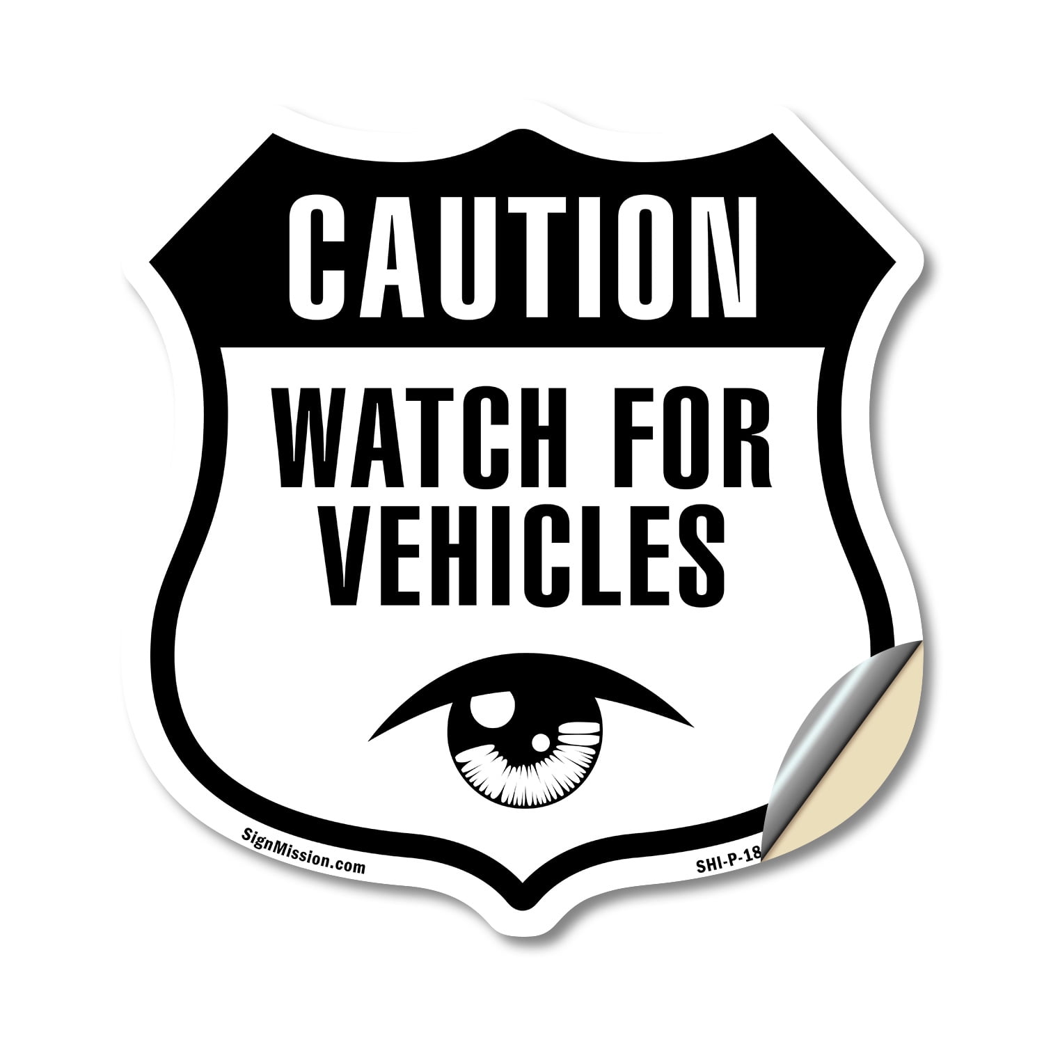 Caution Watch for Vehicles (2 Pack) 12 inch X 12 inch Shield Shaped ...