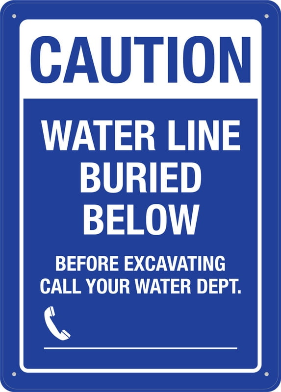 Compladeta Metal Warning Signs, Caution Water Line Buried Below ...