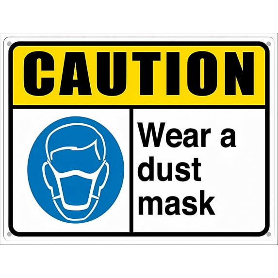 Caution Wear A Dust Mask Aluminum Tin Sign 8"x12" - For Home Coffee Bar ...