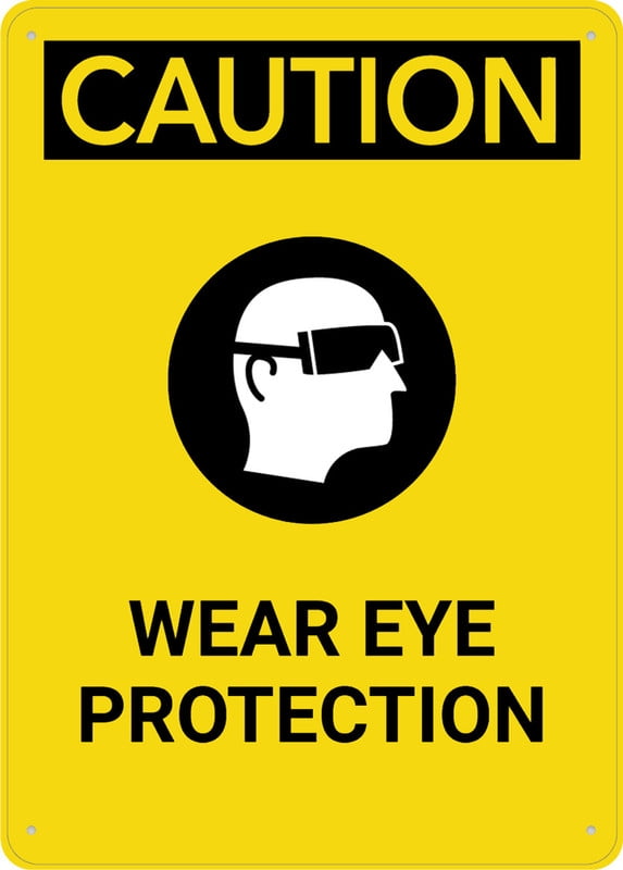 Caution Wear Eye Protection With Graphic Portrait Sign Metal 8X12 Inch ...