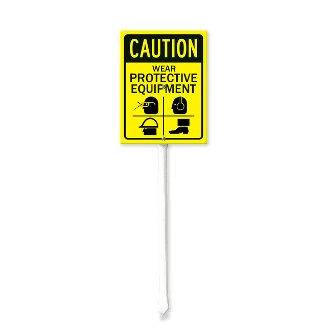 Caution - Wear Protective Equipment Yard Sign With Stakes 7 x 8.8 inch ...