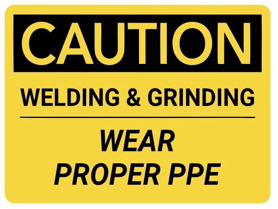 Caution Welding & Grinding Safety Sign metal aluminium Wall Sign Size ...