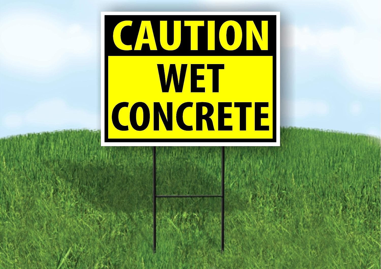 Caution Wet Concrete Yellow Yard Sign Road Sign With Stand - Walmart.com