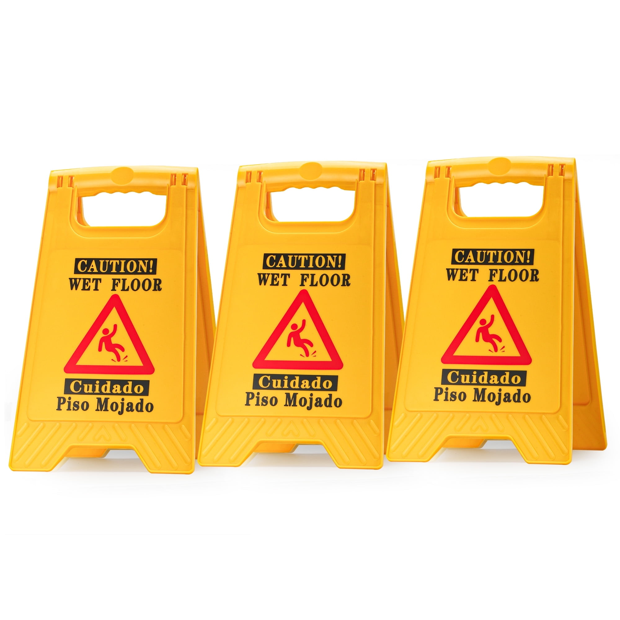 Caution Wet Floor Sign,Bilingual Double-Sided Safety Warning Signs,A ...