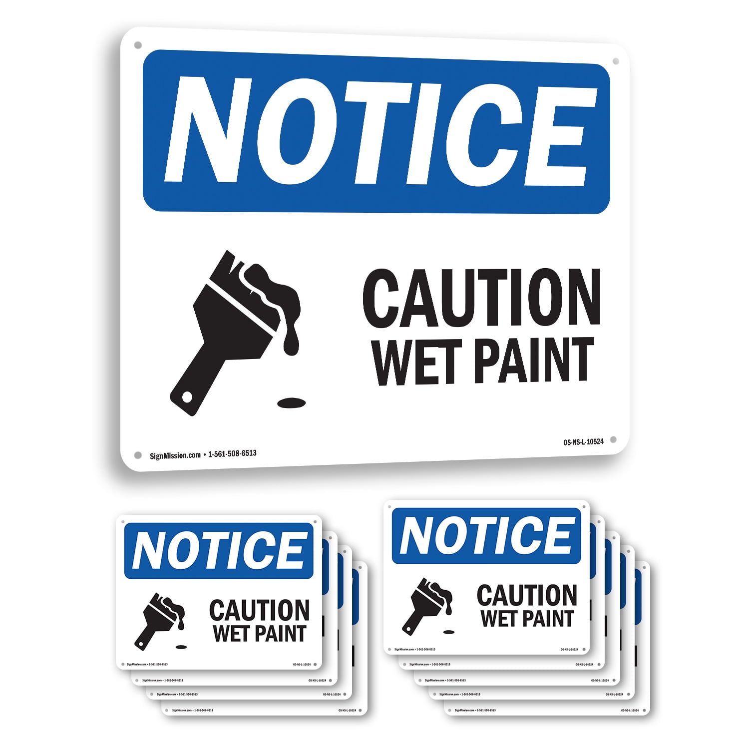 Caution Wet Paint OSHA Notice Rigid Plastic Sign 24 Inch x 18 Inch - 10 ...