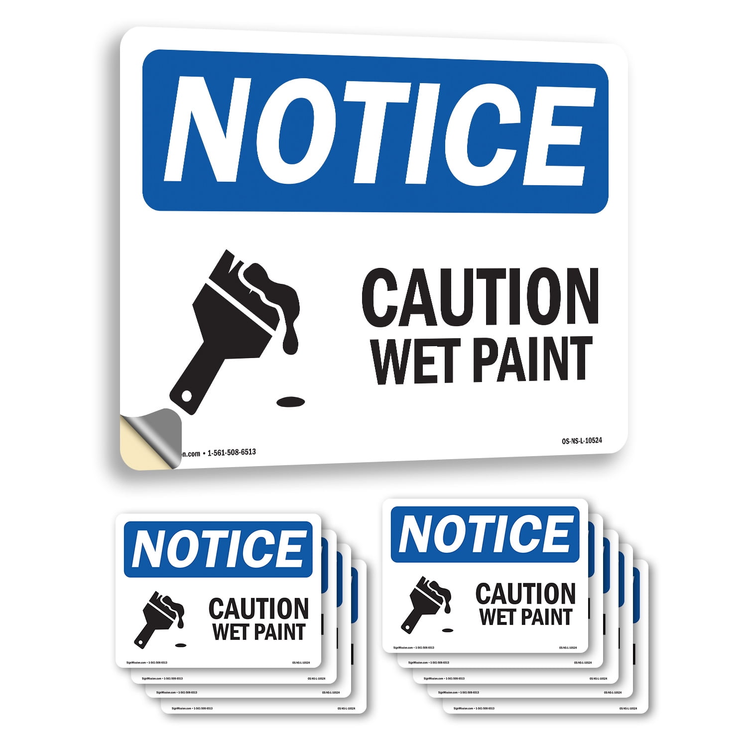Caution Wet Paint With Symbol OSHA Notice Vinyl Decal Label 10 Inch x 7 ...