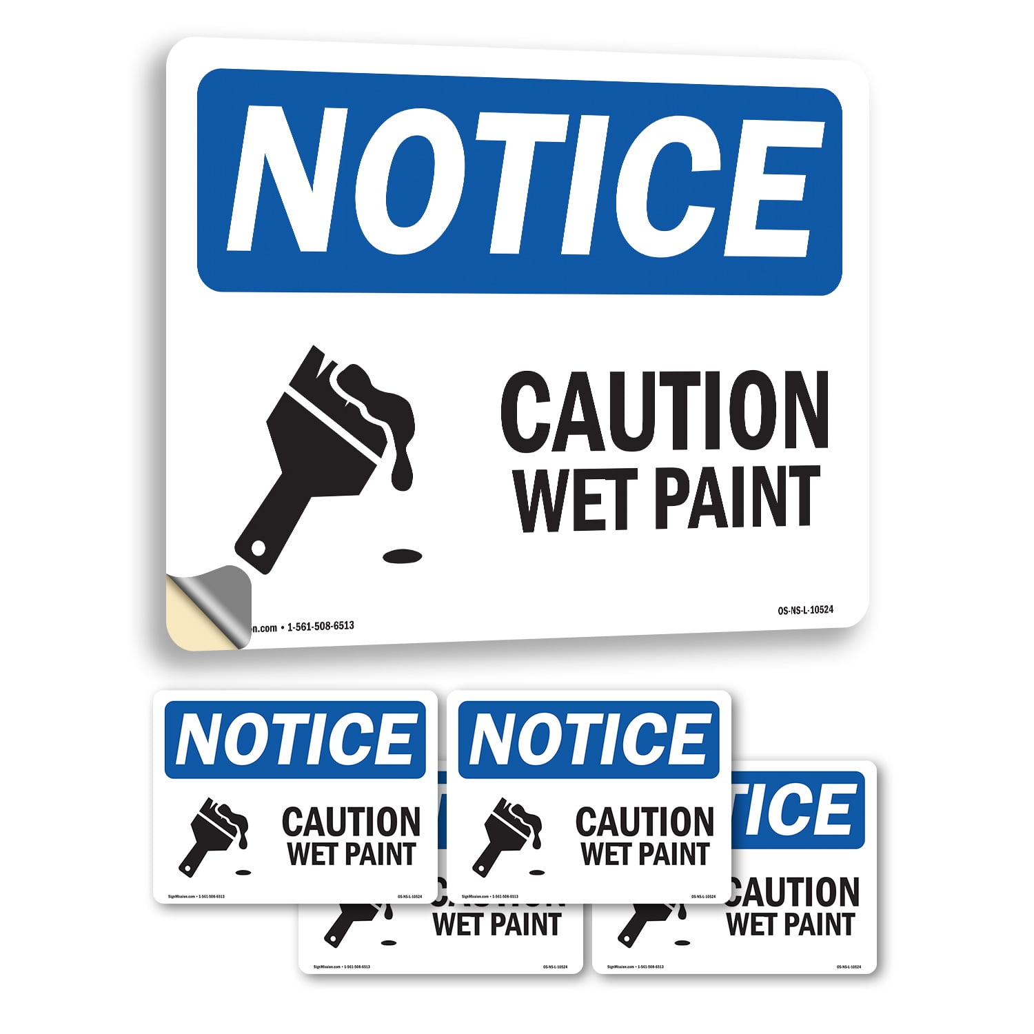 Caution Wet Paint With Symbol OSHA Notice Vinyl Decal Label 7 Inch x 5 ...