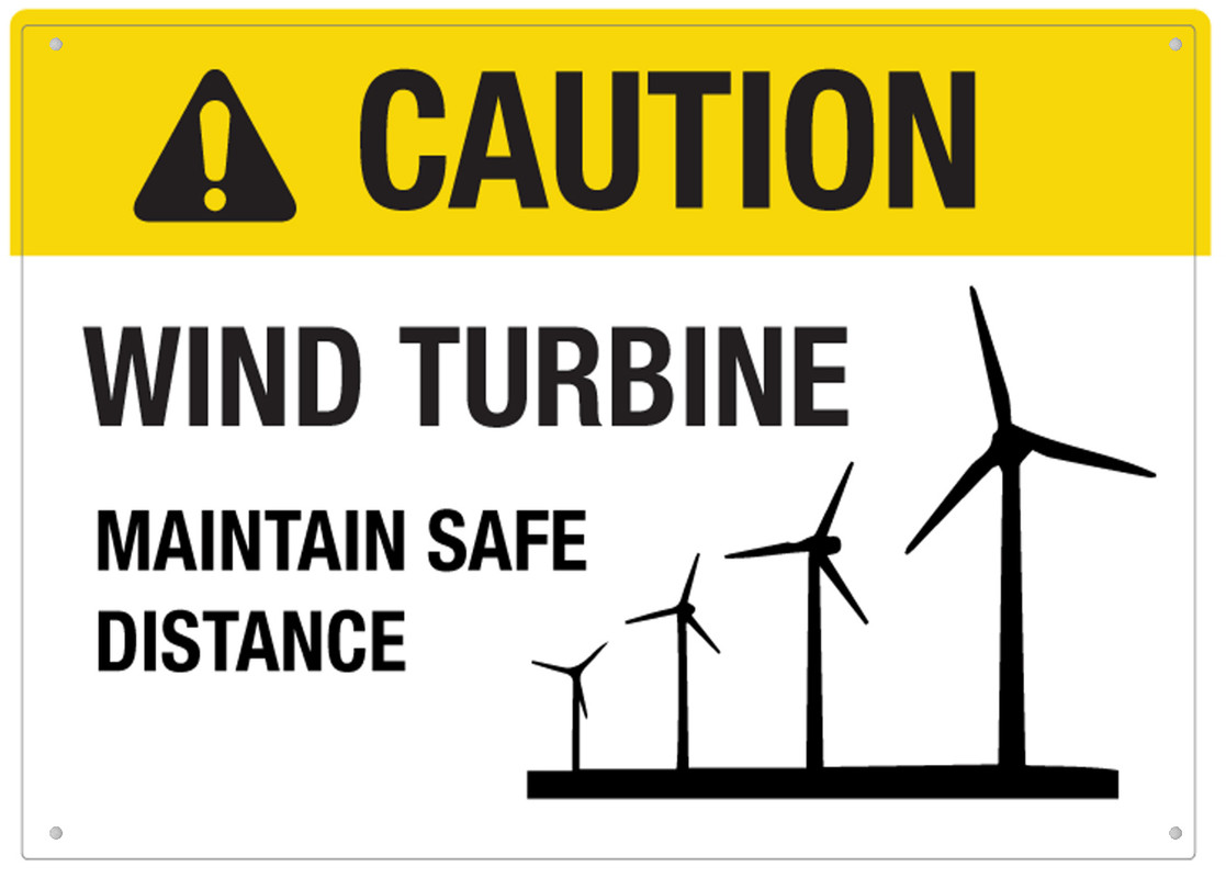 Caution Wind Turbine Sign Outdoor Metal Sign - 12 X 8 Metal Signs For ...