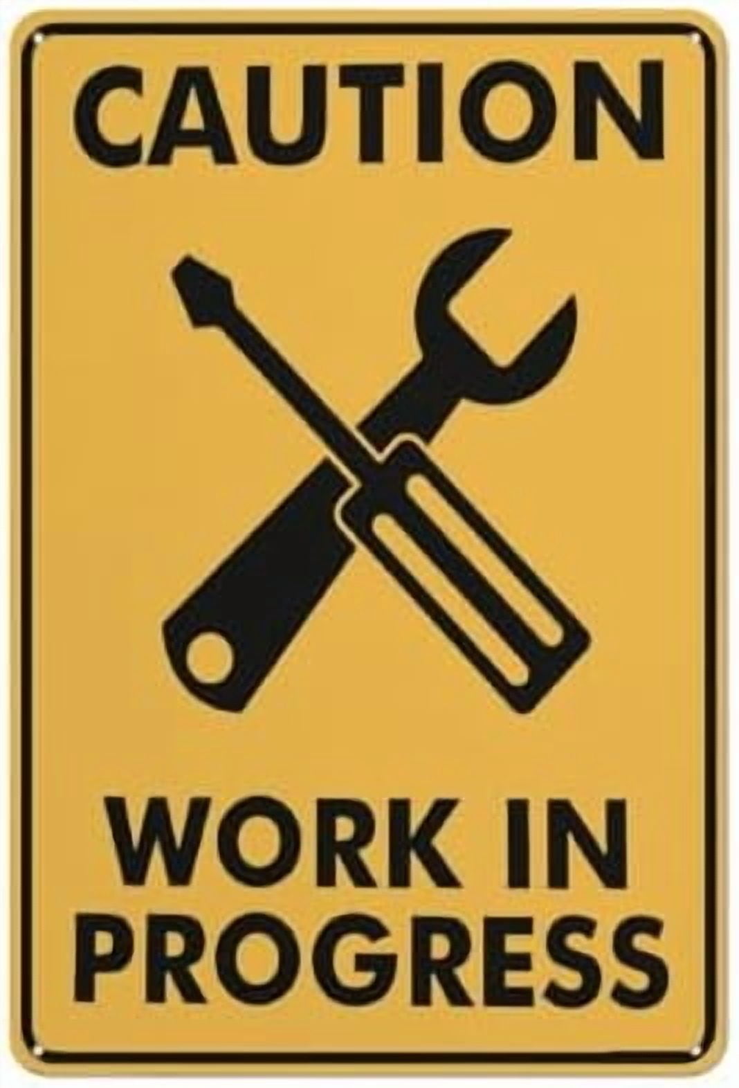 Caution Work In Progress Sign Warning Tin Sign Home Kitchen Farm Garden ...