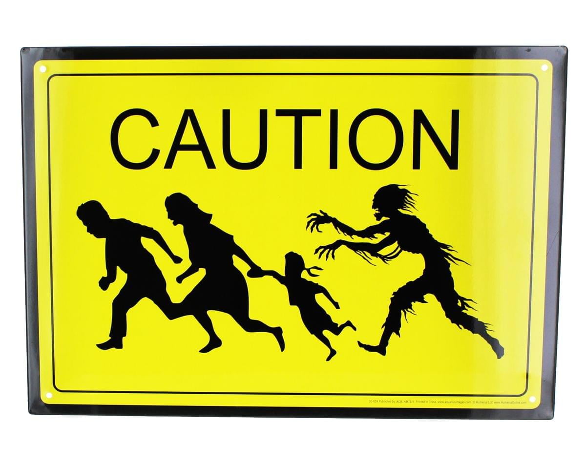 Caution Zombies Tin Sign - Walmart.com