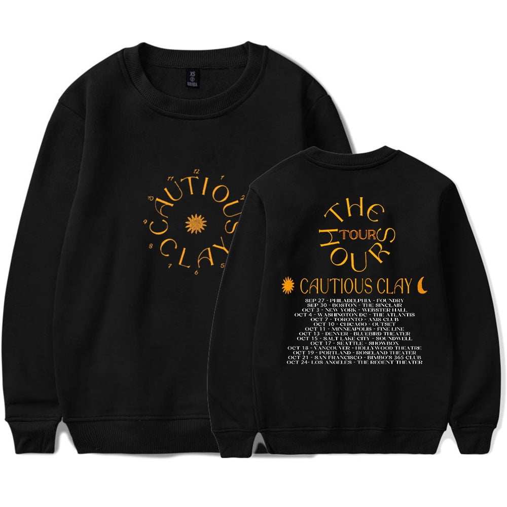 Cautious Clay The Hours Tour Merch Long Sleeve Sweatshirts Trendy Streetwear Men Women Crewneck ...