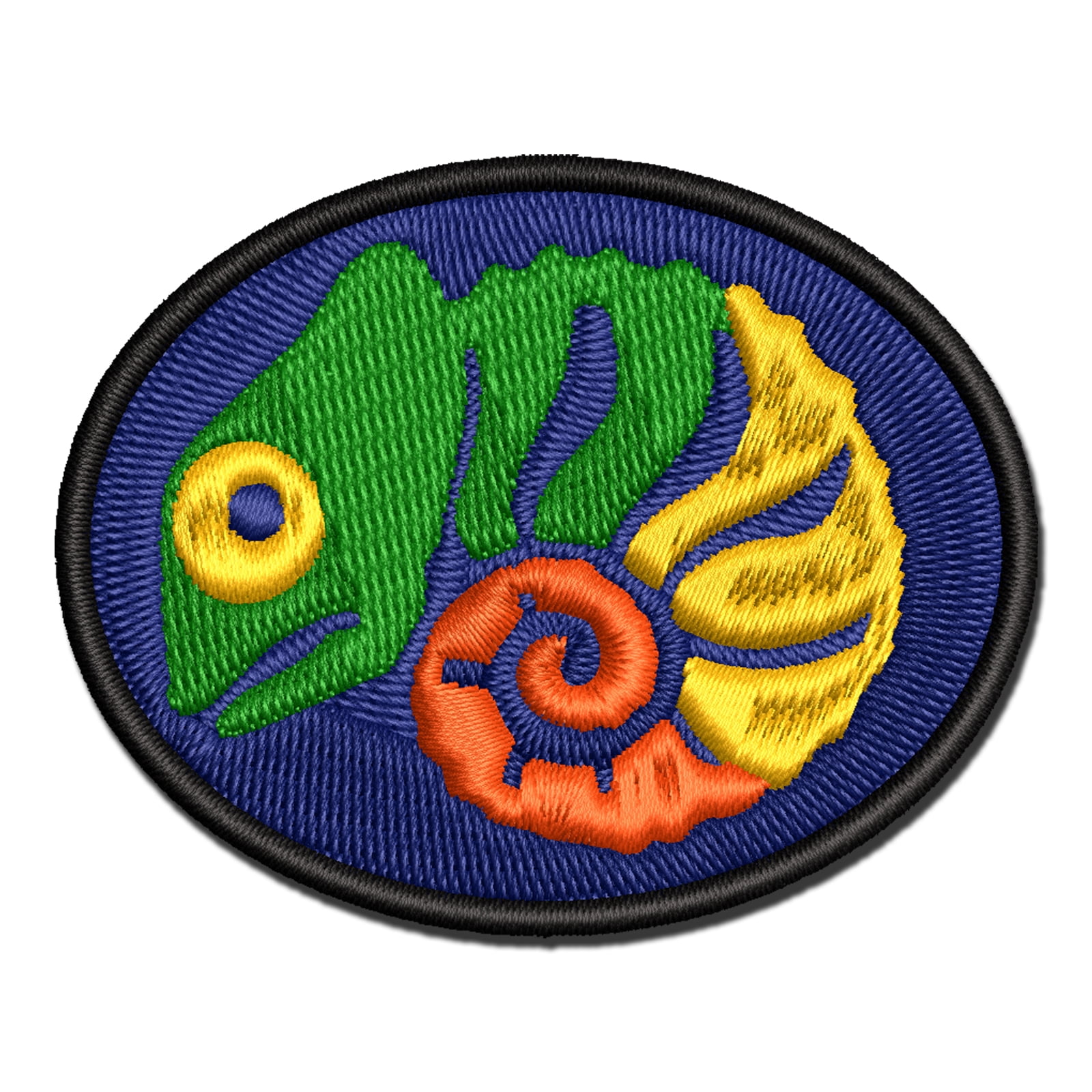 Cautiously Curled Chameleon Lizard Applique Multi-Color Embroidered ...