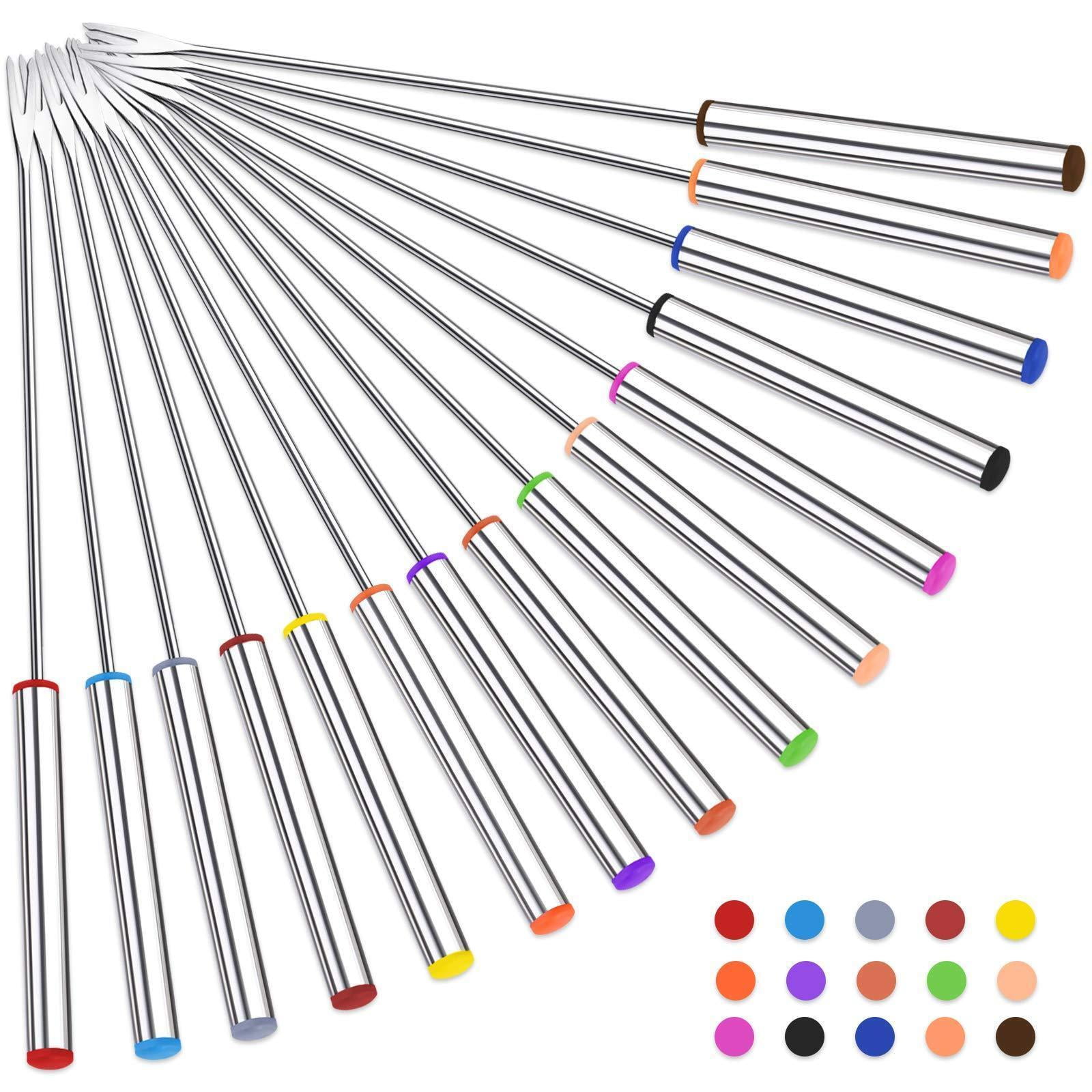 Cauyuan 15pcs 9.5 Inch Skewers Kit, Stainless Steel Fondue Forks with ...