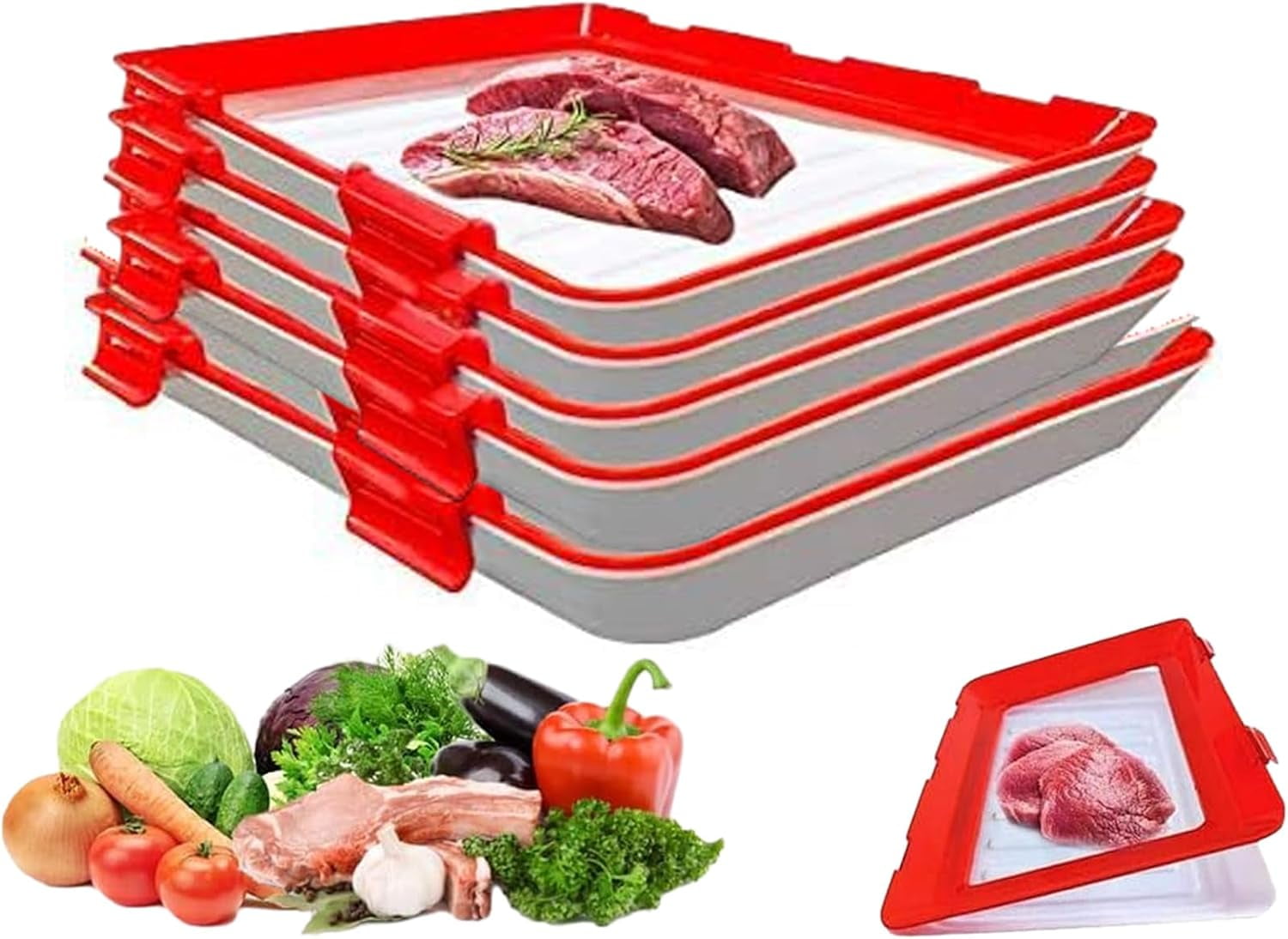 Cavabrien Reusable Food Preserving Tray, Plastic Preservation, Stacking ...