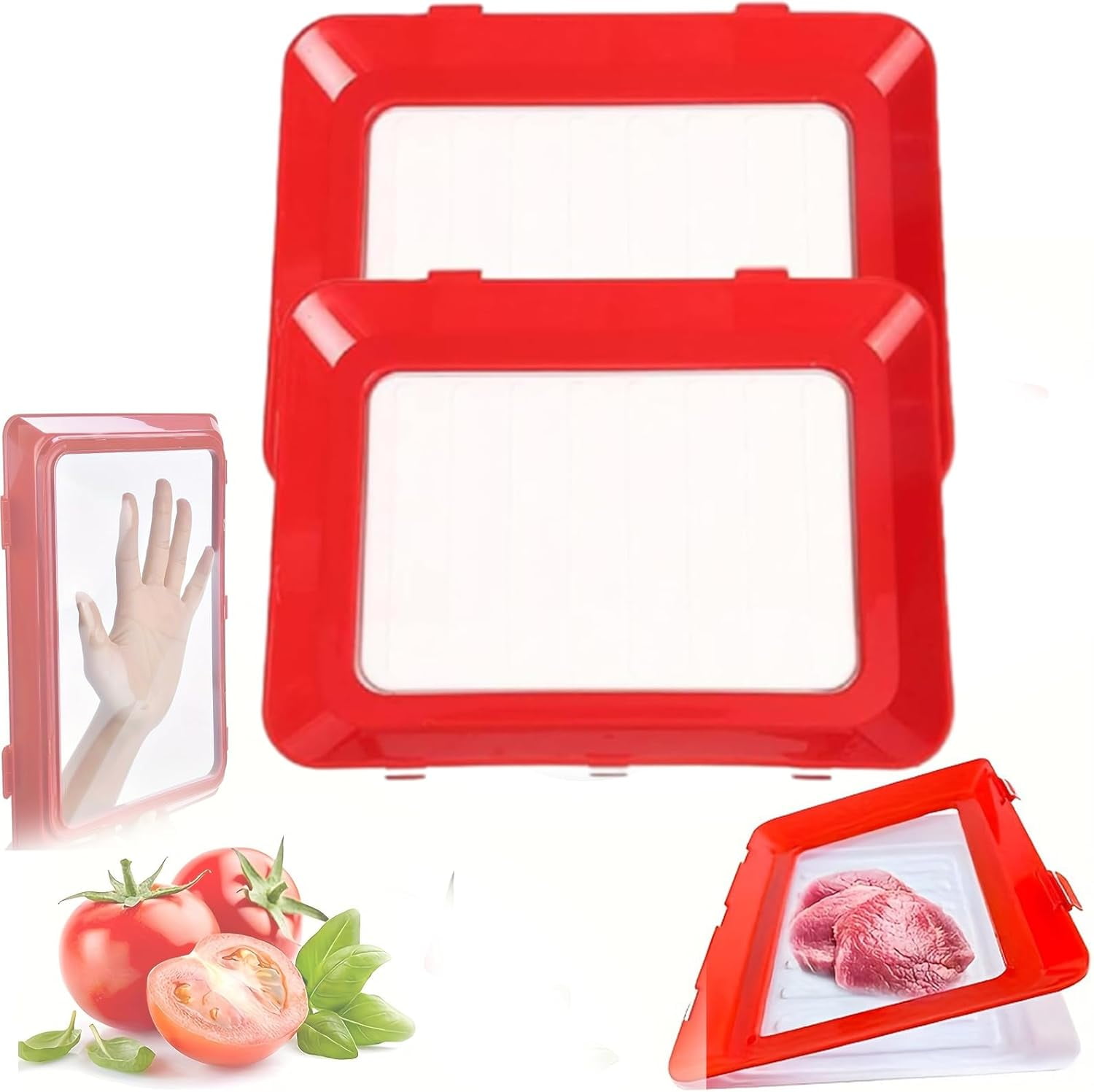 Cavabrien Reusable Food Preserving Tray, Stackable Food Preservation ...
