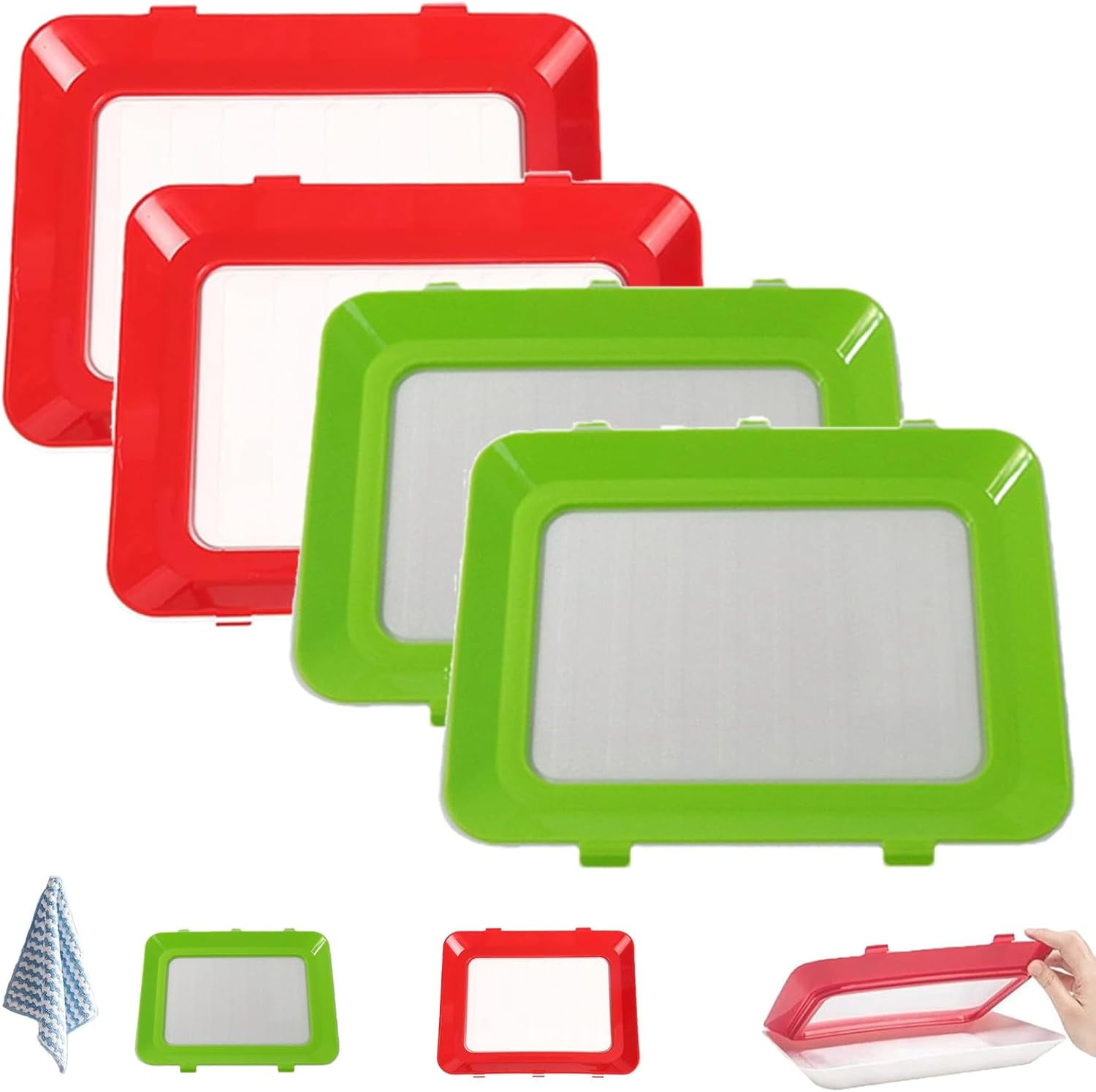 Cavabrien Reusable Food Preserving Tray, Stacking Food Storage Trays ...