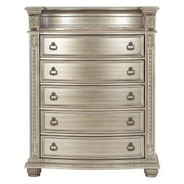 Cavalier Collection Chest with 5 Drawers, Marble Inset Top, and Silver ...
