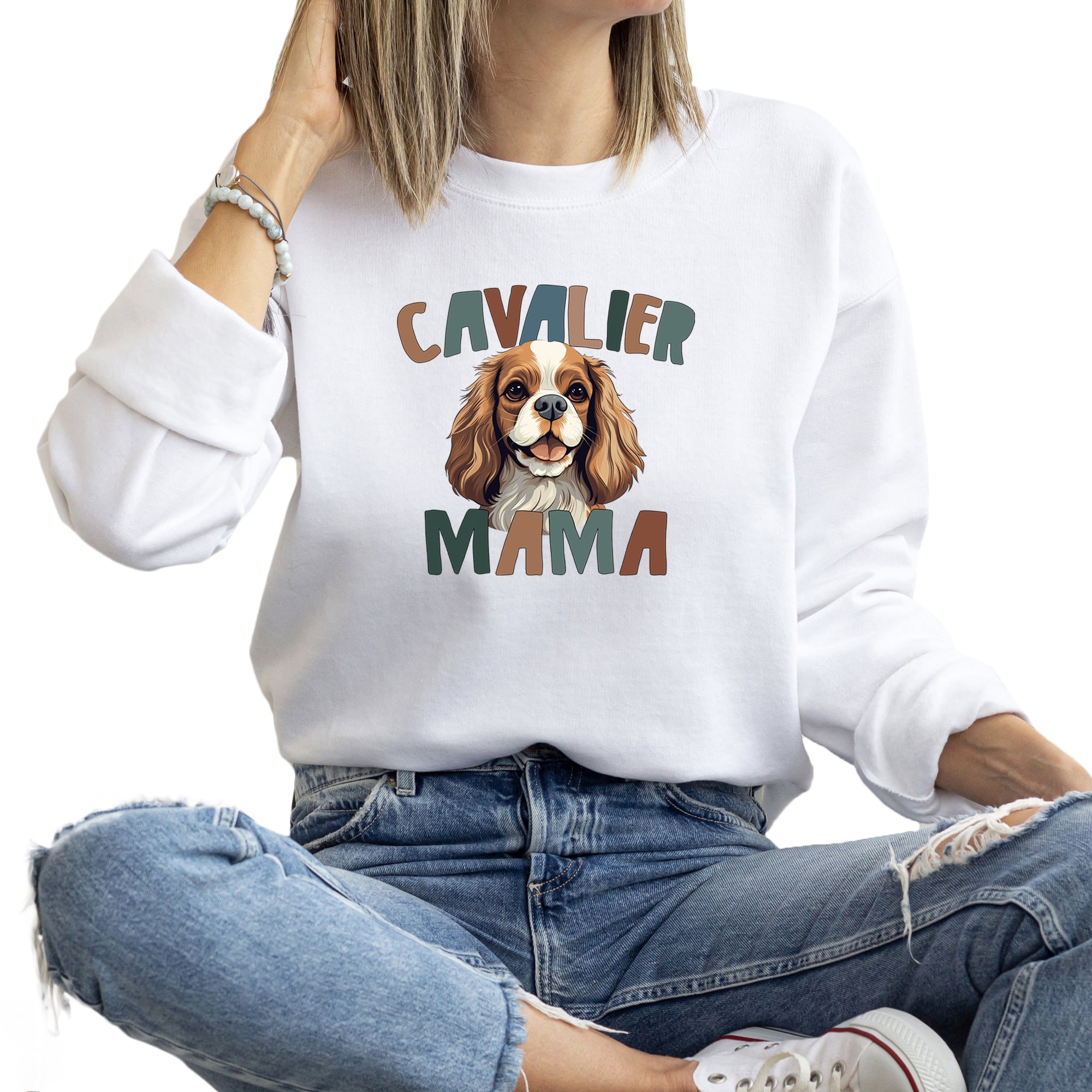 Cavalier Dog Mom Animal Lover Sweatshirt Women Cute Fur Mama Gifts ...